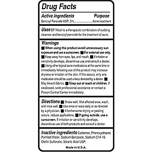 Tutta La Pelle Benzoyl Peroxide 5% Wash Acne Treatment Face Wash & Body Wash -Butt & Back Acne Treatment 6.7 oz