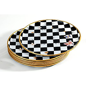 Glass Plate Set 7,8 Inch - Salad Plates | Dessert Plates - Lunch Plates - Small, Set of 6, Suitable for Snacks, Appetizer, Home, Party, Restaurant (Checkered (white-black))