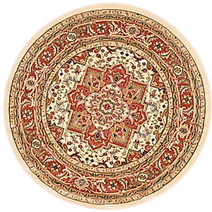 SAFAVIEH Lyndhurst Collection 12' Round Ivory / Rust LNH330R Traditional Oriental Non-Shedding Dining Room Entryway Foyer Living Room Bedroom Area Rug