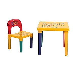 WiCCI gt6-ZJ Children Letter Table Chair Set Yellow & Red