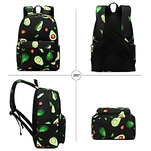 Dezcrab Avocado Kids Backpack for Girls, Teens School Bags Bookbags Set with Lunch Bag Pencil Case