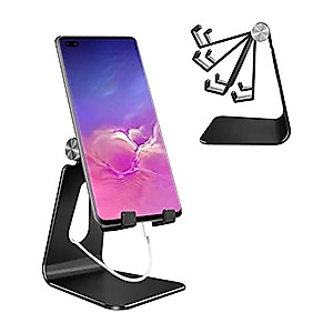 YODAJUN Adjustable Cell Phone Stand, Aluminum Desktop Phone Dock Holder Compatible with All Mobile Phone, iPhone, iPad, Tablet 4-10’’ Desk Accessories