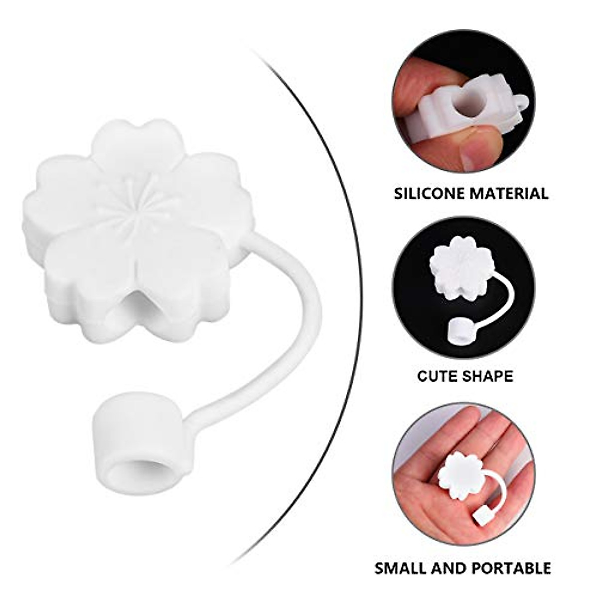 ABOOFAN 2Pcs Silicone Straw Covers Cap Reusable Drinking Straw Tips Lids Cute Straw Topper for Reusable Straws