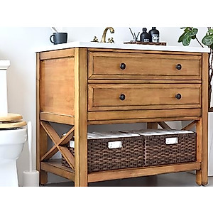 Labcosi Large Wicker Basket, Plastic Wicker Storage Basket, Wicker Storage Basket for Bathroom, Plastic Storage Bin with Built-in Handles, Brown, 15 "L x 11 "W x 6.75 "H, 1 Pack