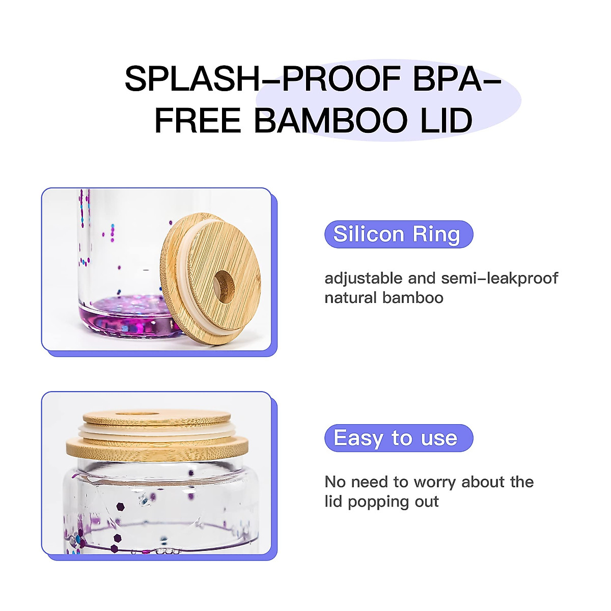 AGH 16oz Sublimation Snow Globe Glass Can Shaped Tumblers with Bamboo Lids and Straws - 6 Pack, Double Wall Blank Beer Can Clear Glass Ice Coffee Cups with Pre Drilled Hole for Snow Globe DIY