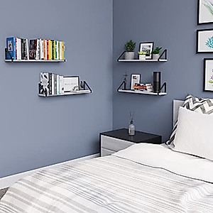 Wallniture Ponza Shelves for Bathroom Over Toilet Storage, 24" White Floating Shelves for Wall, Wall Bookshelves Living Room Bedroom Decor Set of 4