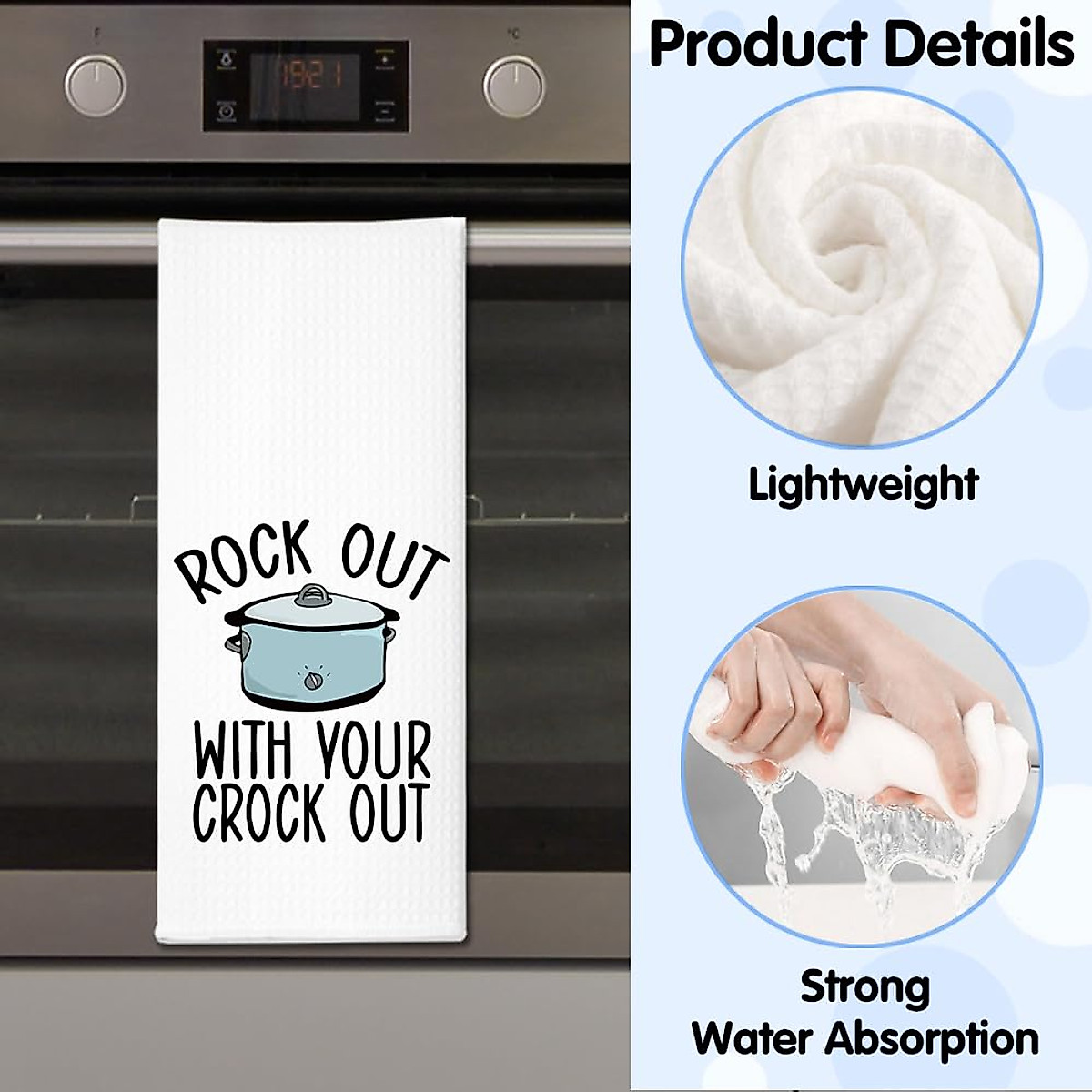 RZHV Rock Out with Your Crock Out Kitchen Towel, Funny Pot Dish Towel Gift for Women Sisters Friends Mom Aunty Hostess Bake Lover, Housewarming New Home