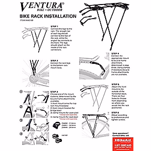 Ventura Economical Bolt-On Bicycle Carrier Rack, Adjustable Fit for 26"/28"/700c, Steel , Black