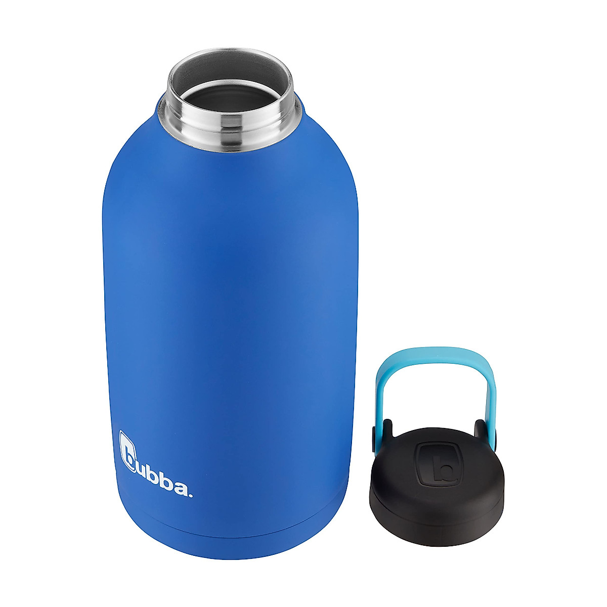 Bubba Radiant Stainless Steel Growler, 64oz Vacuum-Insulated Rubberized Water Bottle with Leak-Proof Lid and Handle, Keeps Drinks Cold up to 12 Hours, Cobalt