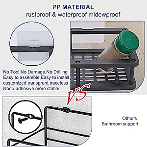 Infitran 2-Pack Shower Caddy Basket Shelf No Drilling Traceless Adhesive Shower Wall Shelves Bathroom Shower Storage Organizer Shampoo Holder Organizer for Bedroom Bathroom Living Room Kitchen (2)