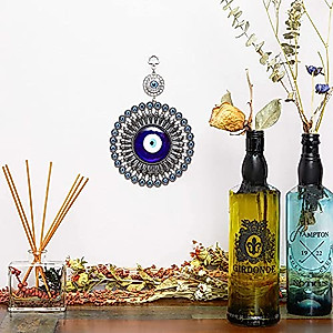 Evil Eye Wall Hanging, Turkish Amulet Decoration (Blue Glass, 5 Inches)