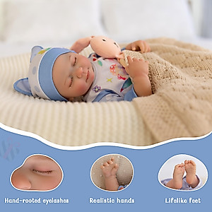 Thorugod Realistic Reborn Baby Dolls - 18 Inch Lifelike Smiling Boy Doll with Vinyl Body, Christmas/Birthday Gift for Kids Age 3+