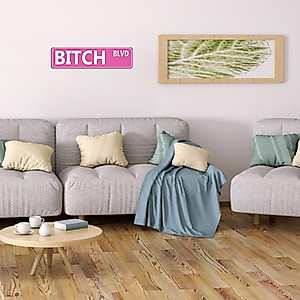 Retro Pink Tin Metal Sign - 'BITCH BLVD' - Bold Statement Decor for Home, Bar, or Dorm - 16x4 Inches - Unique Gift Idea for Friends(B71)