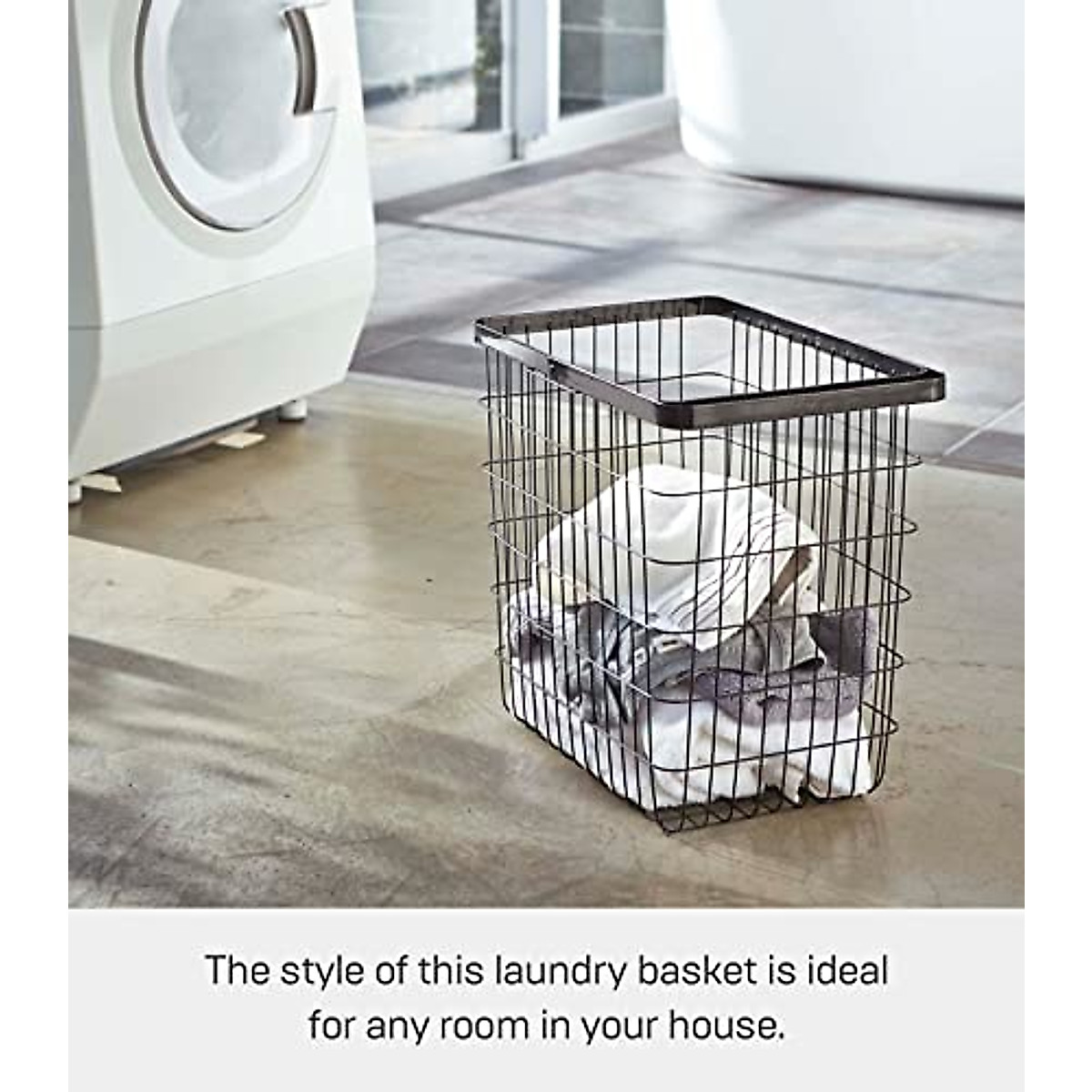 YAMAZAKI home 3163 Laundry Basket Large Storage Hamper, Black