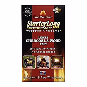 Pine Mountain ES 24CT ExtremeStart Wrapped Starters, 24 Starts Firestarter Log for Campfire, Fireplace, Wood Stove, Fire Pit, Indoor and Outdoor Use, Piece