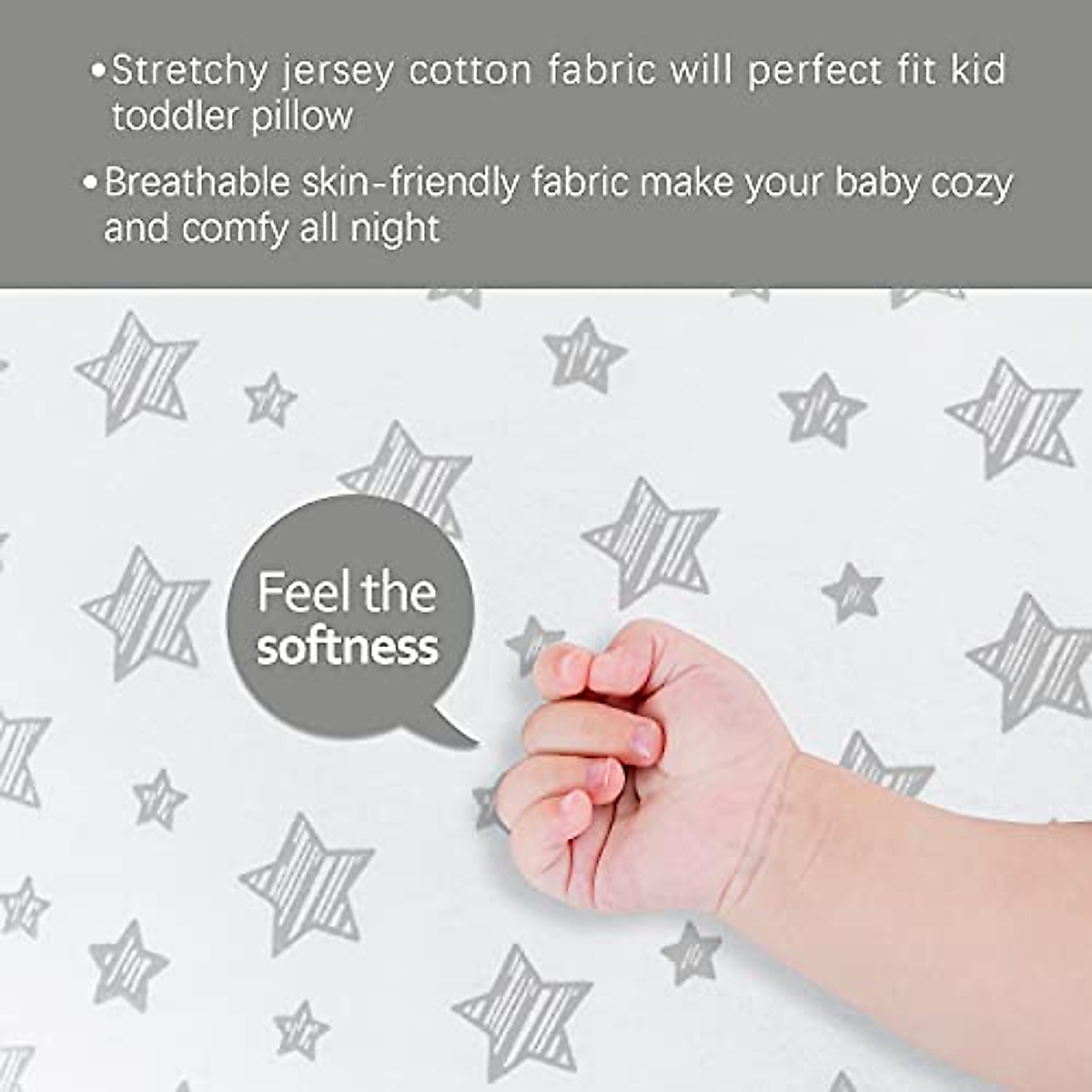 Organic Cotton Baby Toddler Pillowcase 2 Pack, Ultra Soft Baby Kids Pillowcase for Sleeping Fit Pillow Sized 13"x 18" or 14"x19", Gray Envelope Style Travel Pillowcase for Girls Boys