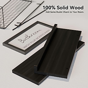 WOPITUES Floating Shelves for Bathroom Wall Decor Sign, Bathroom Organizers and Storage, Bathroom Shelves Over Toilet with Metal Guardrail-Black