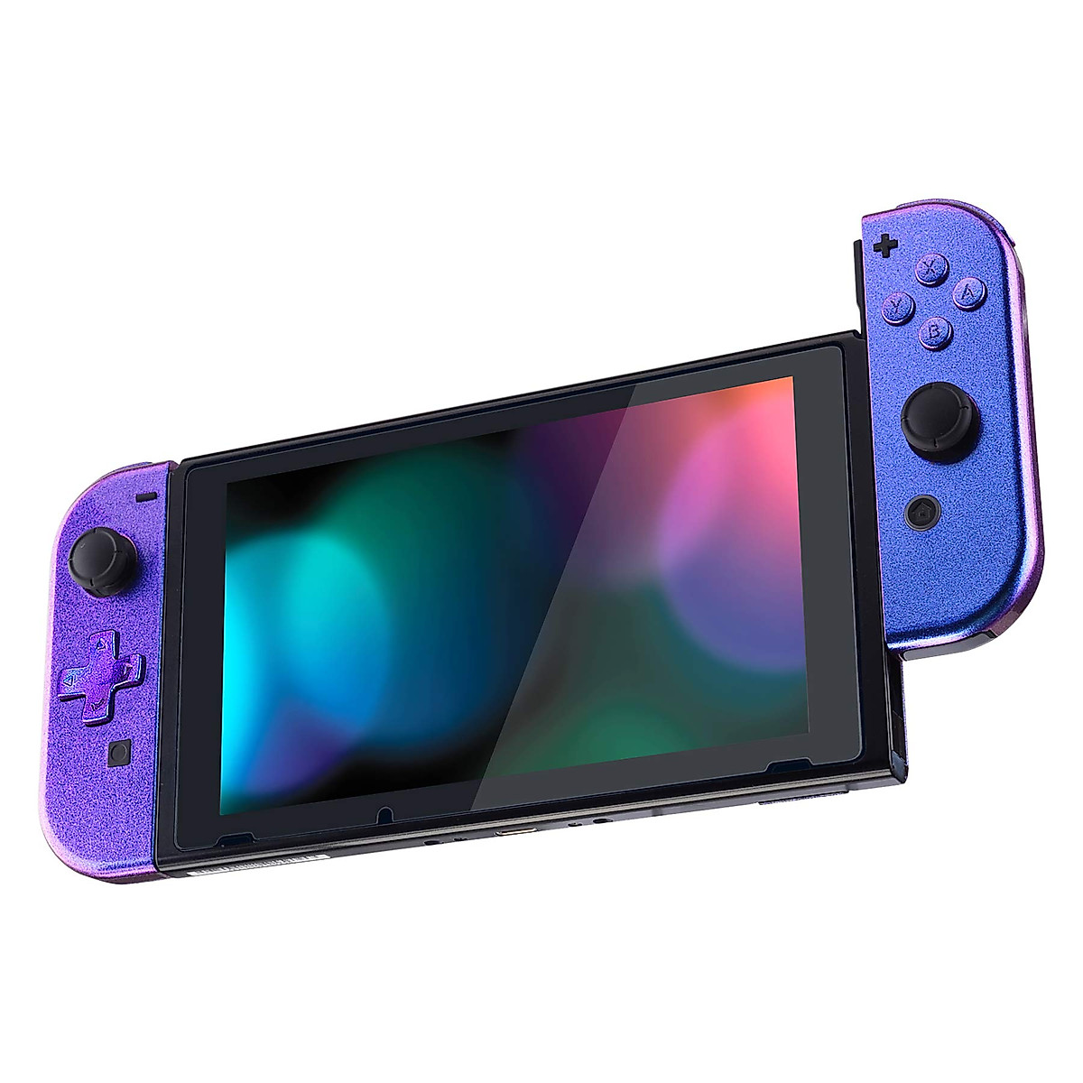 eXtremeRate Chameleon Purple Blue Joycon Handheld Controller Housing (D-Pad Version) w/Full Buttons, DIY Replacement Shell Case for Nintendo Switch & Switch OLED Joy-Con – Console Shell NOT Included