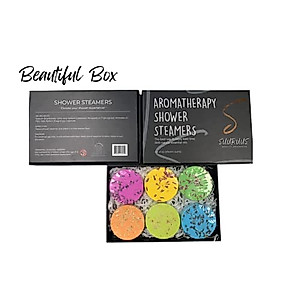 Suuruus Beauty Products Aromatherapy Shower Steamers Bombs Variety Pack of 6 pcs Essential Oil Scented Handmade Tablets- Eucalyptus, Mint, Lavender, Hami Melon, Mango and Lemon