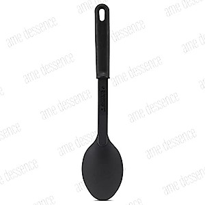 AME D'ESSENCE  Solid Cooking Spoon 11 1/2 inch Black Nylon 410ºF Heat Resistant Serving Spoon with Ergonomic Handle Kitchen Gadgets for Cooking
