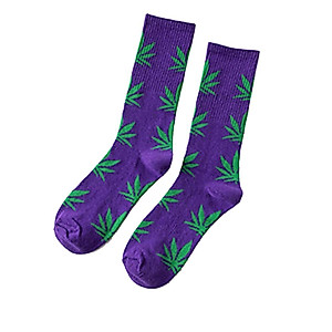 ASWER Men 1 Pairs Marijuana Weed Leaf Printed Cotton Socks Athletic High Crew Socks Color#16