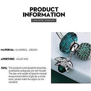 BOLENVI Green Ladybug Beetle Swarovski Crystals 925 Sterling Silver Dangle Pendant X Charm Bead For Pandora & Similar Charm Bracelets or Necklaces