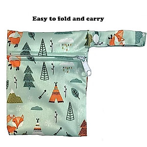 Wet Dry Bag for Cloth Diapers, 2PCS Waterproof Reusable Wet Bag with Zippered Pockets, Washable, Reusable for Travel, Beach, Pool, Stroller, Diapers, Dirty Gym Clothes, Swimsuits, 14x12In & 12x11In