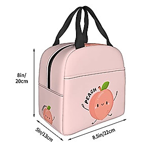 Lunch Bag Cute Fruits Peach Insulated Lunch Box Back To School Reusable Bags Meal Portable Container Tote For Boys Girls Travel Work Picnic Boxes