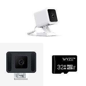WYZE Cam v3 with Color Night Vision & Window Mount Cam v3 & Expandable Storage 32GB MicroSDHC Card Class 10, Black