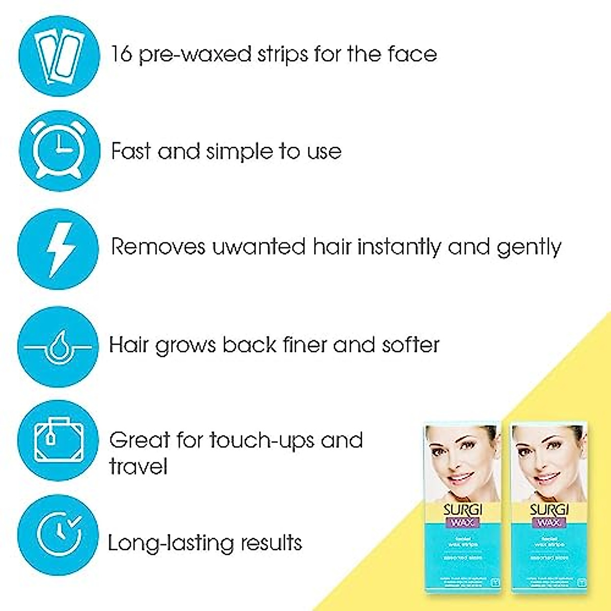 Surgi-wax Facial Honey Wax Strips For Face, Upper Lip, Chin and Cheek, Assorted Sizes, 1-pack