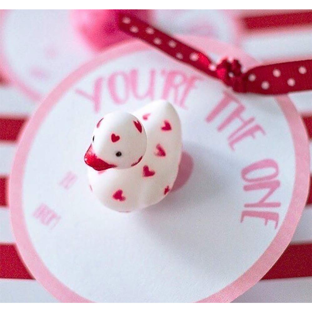 4E's Novelty Valentines Day Rubber Ducks (24 Pack) Heart Themed Duckies, Class Valentines Day Gifts for Kids Bulk, Valentines Day Party Favors Classroom Exchange Prizes for Kids Class