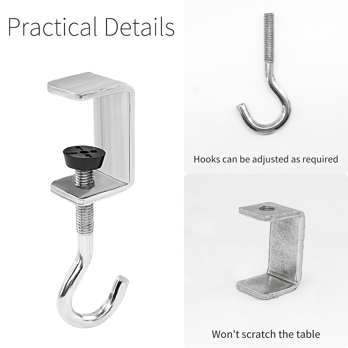 2 Pcs Desk Mount Bag Holder Hook Clamp-On Backpack Hanger Portable Desk Mount Headphones Holder Reduce Desk Clutter for Table Desk, Under Counter