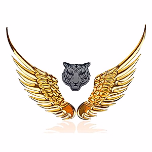 UGSHY 1 PC Car Tail Sticker, 4.92" x 1.37" All-Metal 3D Three-Dimensional Angel Wings Eagle Wings Decal, Modified Personalized Creative Decorative Sticker, Suitable for Various Car Models (Gold)