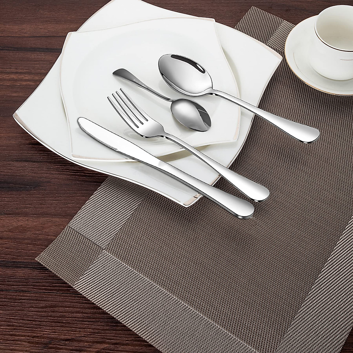 KOLEEP Teaspoon Pack for 12, Stainless Steel 12-Piece Table Dessert Spoons Set(Silver 6.7 Inches)