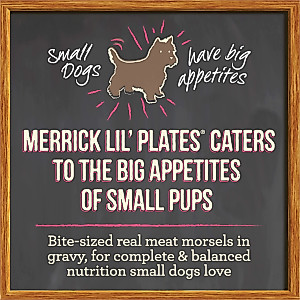 Merrick Lil’ Plates Grain Free Dinner Duos Soft Natural Wet Small Dog Food Variety Pack, Beef and Turkey - (Pack of 1) 2.6 lb. Tubs