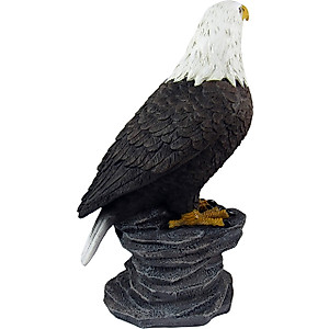 DWK - Liberty - Majestic American Bald Eagle on Rock Desk Statue Figurine Patriotic Sculpture USA Freedom Office Bookshelf Tabletop Home Decor Accent, 9-inch…