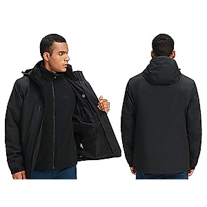 CAMEL CROWN Outdoor Jacket Men Winter Ski Jacket Windbreaker 3 in1 Hooded Rain Coat for Traveling Climbing Hiking