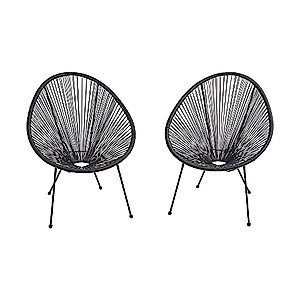Kingmys Acapulco Woven Lounge Chair for Indoor and Outdoor Use (2PC Black)