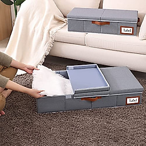 Yawinhe Under Bed Storage With Lids, Foldable Underbed Storage Box with Handles, Under Bed Storage Organizer Bins for Clothes, Blankets, Pillows, 31.5''Lx15.7''Wx6''H, 2-pack, Grey
