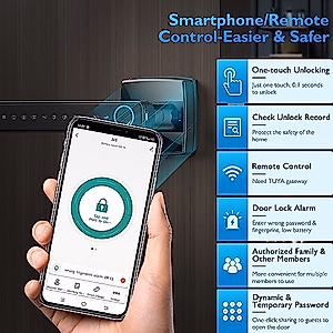 Aibocn Door Lock Fingerprint, Keyless Entry Door Lock with App, Touchscreen Keypad Deadbolt Lock with Reversible Handle, Bluetooth, Key, Code, Biometric Smart Lock for Home Bedroom Hotel