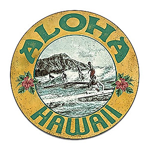 Brotherhood Diamond Head Park Volcano Surfing Hawaii Reproduction Car Company Garage Signs Metal Vintage Style Decor Metal Tin Aluminum Round Sign Home Décor