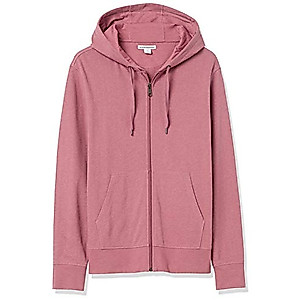 Amazon Essentials Men's Lightweight French Terry Full-Zip Hooded Sweatshirt, Pink, Large