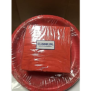 CUSINIUM [24 pcs] 10" Coral Orange Paper Banquet Large Plates with [50 pcs] 3-ply Coral Orange Party Napkins