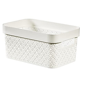 Curver Terrazzo x4 Small Rectangular Storage Basket 4.5L - White