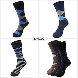 7DayOtter Modal Odor Resistant Dress Socks for Men Cotton Business Crew Socks Patterned Dress Socks Funny