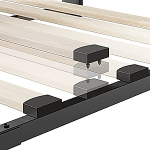 LIKIMIO Queen Bed Frame with 4 Storage Drawers, Velvet Upholstered Headboard with Button Tufted & Rivets, Easy Assembly, No Box Spring Needed (Grey, Queen)