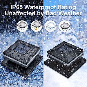 Lightalent Solar Post Lights, Outdoor Post Cap Lights for Fence, Deck, Patio, or Garden, LED High Brightness Waterproof Decorative Warm Lamps, Fits 4x4, 5x5 or 6x6 Wooden Posts (4 Packs)