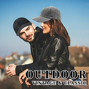 JYxingchi 2 PCS Vintage Washed Distressed Baseball Cap Adjustable Dad Golf Hat Low Profile Twill Hat Black+Khaki