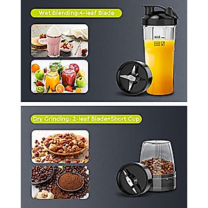 Syvio Blender for Shakes and Smoothies, 600W Personal Blender, Smoothie Blender with 2 BPA-Free 20 Oz Sport Cup, 2 Party Mugs, 1 * 10 Oz short cup,Easy to Clean