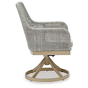 Signature Design by Ashley Seton Creek Outdoor Swivel Dining Chair, Set of 2, 25" W x 26" D x 36" H, Light Brown & Light Gray